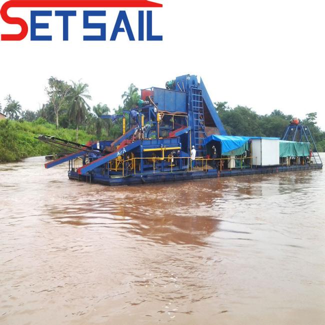 River Mining Diamond Dredger with Chain Bucket and Centrifuge