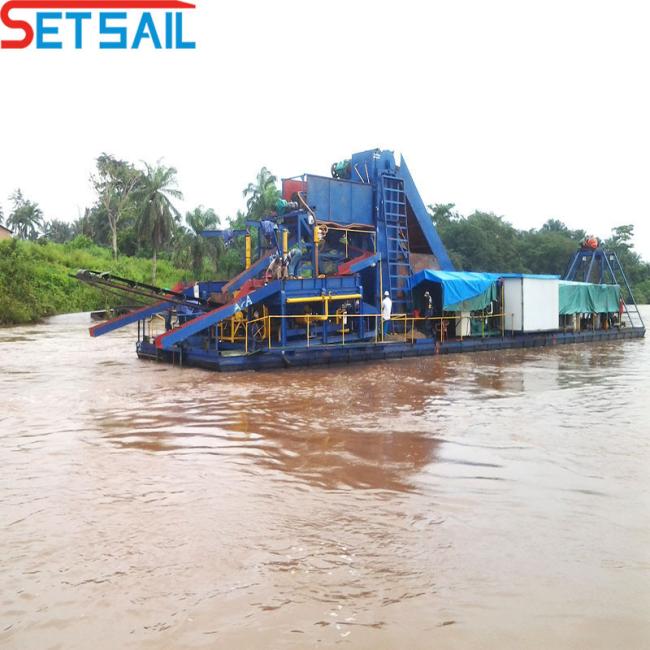 High Quality Bucket Chain Gold Dredger with Agitation Chute