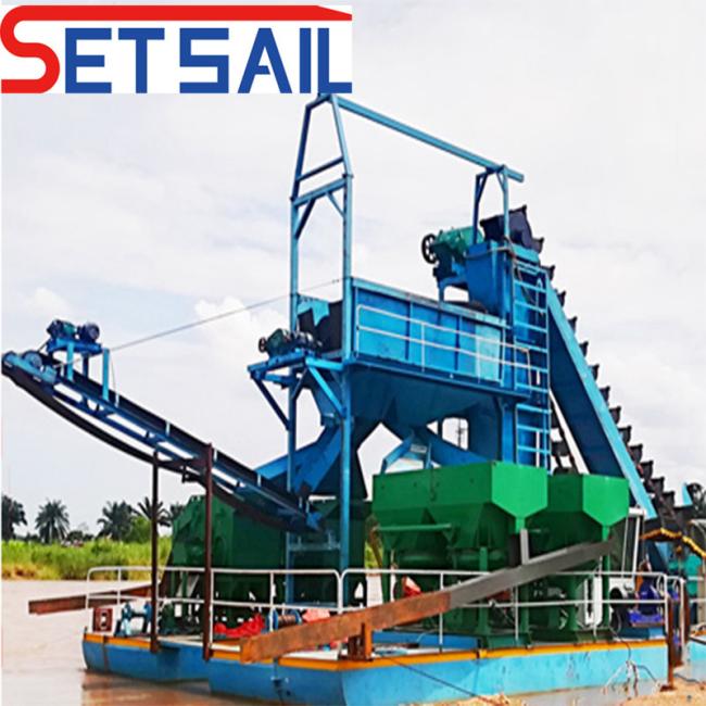 Chain Bucket Diamond Mining Dredger Used in River