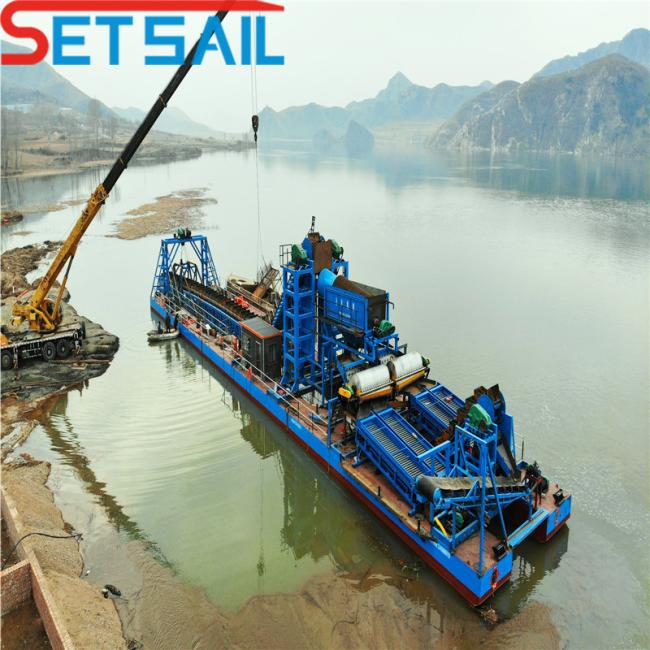 Multi Function River Mining Dredger with Gold Agitaion Chute