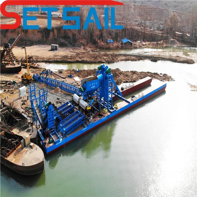 Durable Hull Chain Bucket Gold Mining Boat with Jigging Machinery