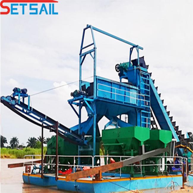 Steady Performance Chain Bucket Gold Dredger with Agitation Chute