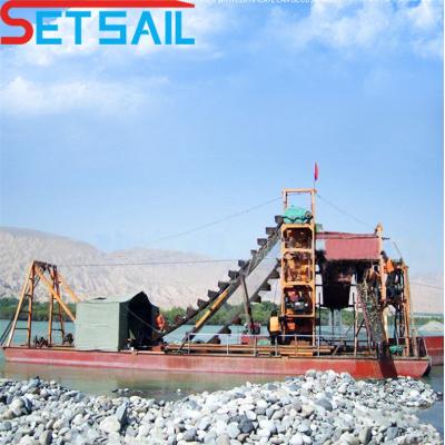 Cina Dredger elettrico a catena di motore a secchio di oro con schermo a tamburo da 1,4mx1.2m-2.6mx1.5m in vendita