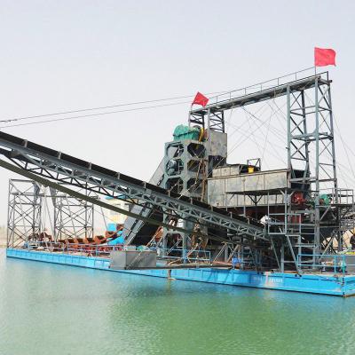 Cina Vibrazione Chut Chain Bucket River Mining Dredger per il gold Dredging Depth 2-30m in vendita