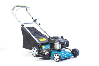 China 125cc 18inch Lightweight Petrol Lawn Mower Hand Push Type Blue Color for sale