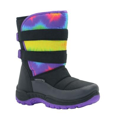 China Recyclable Anti Slip Warm Camouflage Printing Shoes Cheap Hairy Fur Ribbon Kids Warm Snow Boots For Toddlers factory