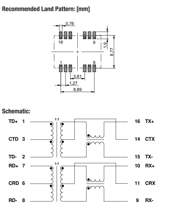 749020100A LAN Transformer Datasheet