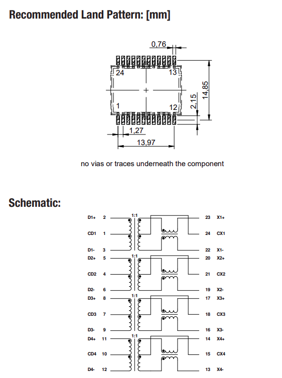 749024015C 1000Base-T SMT Transformer