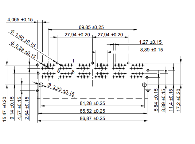 615096243321 Datasheet - Recommended Hole Pattern