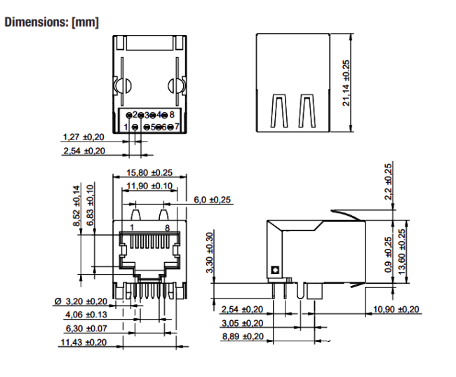 615008145521 Modular Jack Dimensions Diagram