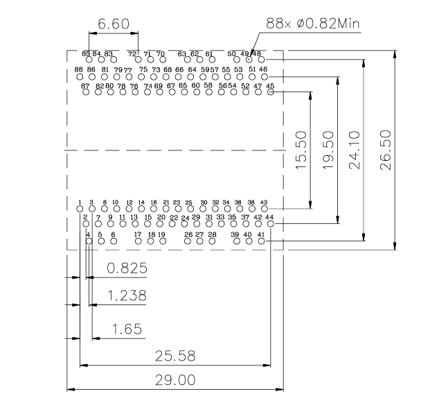 PCB layout diagram of HB6603NL PoE LAN Transformer