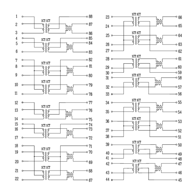 Detailed schematic diagram of HB6603NL LAN Transformer Module