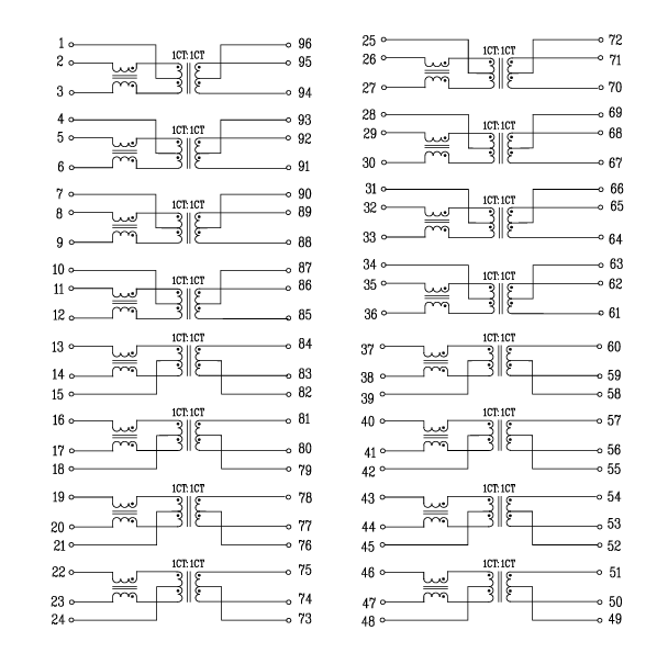 PoE LAN Transformer HB5G601NL Datasheet