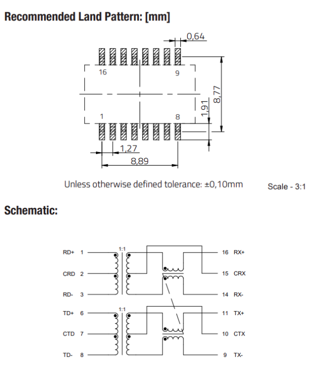 SMT Transformer 749013011 datasheet