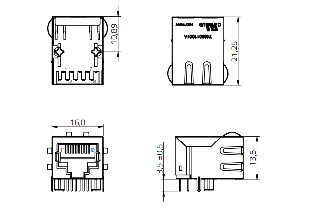 7499011001A Datasheet Dimensions