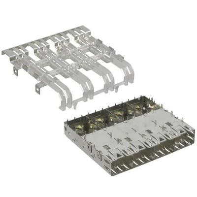 China 1761008-3 SFP Cage Connector Ganged 1 X 4 Port Dual Square With Lightpipe for sale