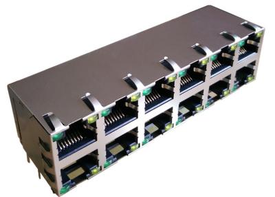 China 0833-2X6R-54N-F Stacked 2x6 Conn Magjack 12Port 1000 Base-T Shielded EMI Finger for sale