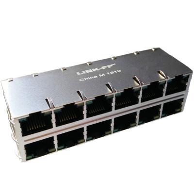 中国 0833-2X6R-54 は RJ45 2x6 ギガビット Magjack 10/100/1000Base-TX モジュラー ジャックを積み重ねました 販売のため
