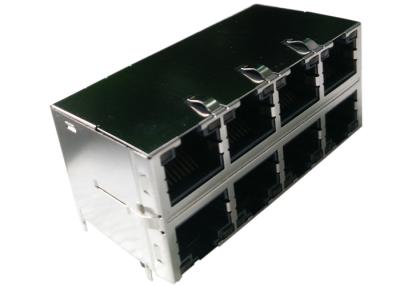 中国 可能にされた 2x4 LED と積み重ねられた RJ45 Molex 85735-1006 ギガビット磁気ジャック POE 販売のため