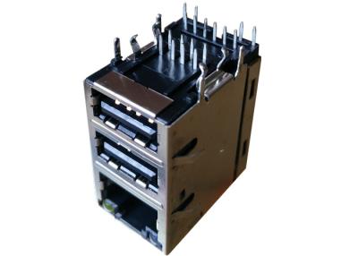 Chine L'À travers-Trou du connecteur RJMG-7321-81-01 de RJ45 USB a empilé 3Port 10/100Base-T à vendre