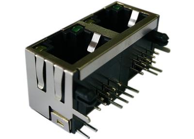 Cina Doppia porta di LPJE201AHNL 1x2 rj45 Jack, schermo R/A laterale dell'entrata 8P8C con il LED in vendita