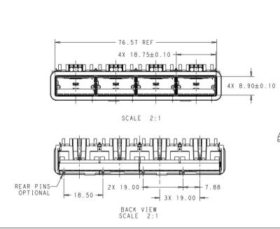 Κίνα 2170805-2 συνδετήρας 28 κλουβιών TE QSFP28 1x2 εσωτερικές/εξωτερικές EMI ανοίξεις Gb/S προς πώληση