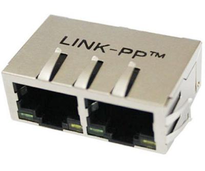 China Doppel-Port Multi-Hafen RJ45 Jack, Ethernet-rechtwinkliges Verbindungsstück 62F-1207GYDNW2NL zu verkaufen