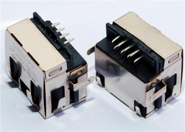 Quality Mid mount RJ45 Connector PCB Mounting Low Profile TH, LPJE4713CNL Shielded for sale