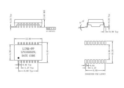 Chine Transformateur de LAN de l'isolation HA-212 pour l'interface LP41660ANL d'Ethernet avec POE+ à vendre