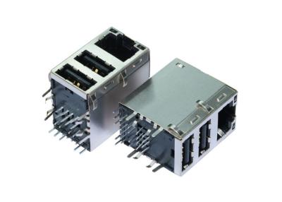 Chine Étiquette d'ARJU31A-MASA-AD-B-E-LU2 RJ45 avec la double base-T du connecteur 10/100 d'USB à vendre