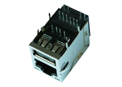 Chine étiquette 7497011611A vers le haut de connecteur de RJ45 USB par la base-T LPJU3401AONL du trou 10/100 à vendre