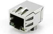 China JXD0-0025NL Right Angle RJ45 Connector With LED 1000 Base-T For Cat5e for sale