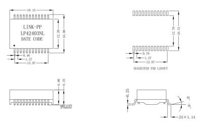 China Montaje superficial LP42403NL del solo transformador del puerto de Ethernet de H1267NL 10/100Base-T en venta