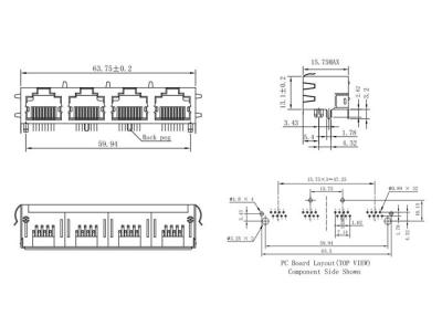 중국 LPJE401CNL 십자가 44248-0086 Rj45는 항구 잭 자석 입장 1x4 아니 편듭니다 판매용