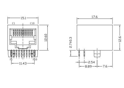 Chine De l'étiquette 54602-9F10LF connecteur simple non protégé LPJE901NNL du port RJ45 vers le bas à vendre
