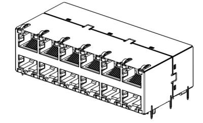 China 1-1840053-4 Conector de doble fila 2x6 PoE+ RJ45 con magnetismo integrado en venta