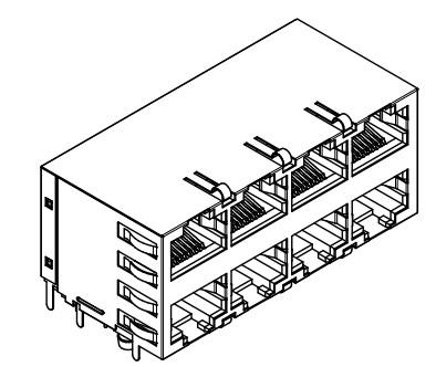 China 615064243321 Escudo 2x4 8P8C con conector modular hacia arriba y hacia abajo en venta