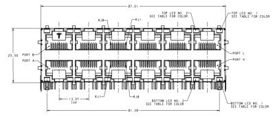 China 1-1840860-2 1000 Base-T 2x6 RJ45 Multi Connector with LED for sale