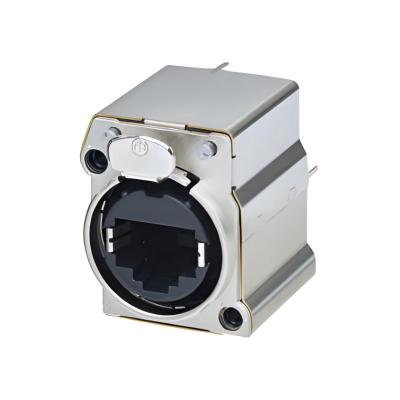 China NE8FBV-C5-LED1-S Vertical PCB Mount Shielded RJ45 Receptacle With Light Pipes for sale
