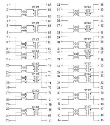 China HB6605NL 1000BASE-T Ehernet-Transformatormodule mit 600mA pro Paar PoE zu verkaufen