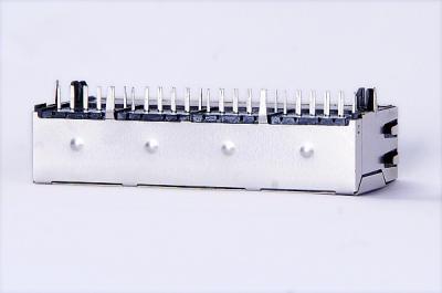 China Versehen Sie hinunter RoHS-Multi-Hafen RJ45 1000BaseT USB mit durchgehendem Loch 0813-1X4T-57 mit Laschen zu verkaufen