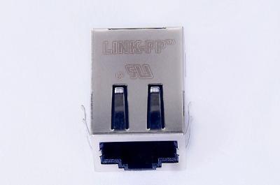 China 10/100BaseT PoE Magnetic RJ45 Jack Tab Down RoHS With USB 0813-1AX1-47-F for sale