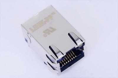China PoE Single Port Magnetic RJ45 Jack , 1000BaseT Y/G Tab Up RJ45 Magjack 0826-1D1T-57-F for sale