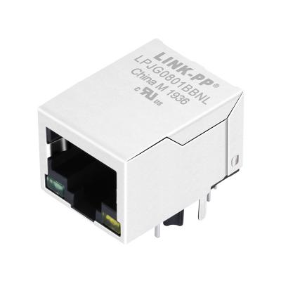 China LPJG0801BBNL Coon Rj-45,Shield Thru-hole W/LEDs&Magnetic ,Gigabit 1:1,RoHs for sale