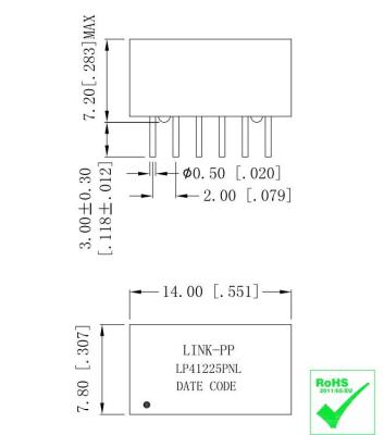 中国 LP41225PNL HTA-1205-R 10/100 BASE-TのイーサネットLAN変圧器 販売のため