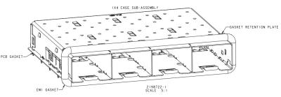 China 2198722-1 zSFP+ Cage, Ganged (1 x 4) Connector Press-Fit Through Hole for sale