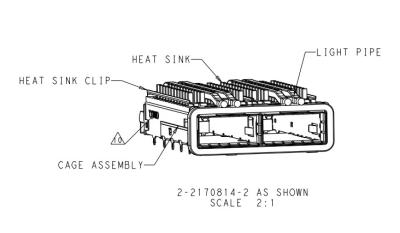 China 2-2170814-2 QSFP28 (1 x 2) con Prensa-ajuste del conector del disipador de calor en venta