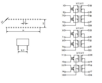 중국 QD30A02 1000 베이스-티 분리된 자기성 변압기 판매용