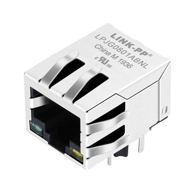 China 48F-01GYDS2NL 1000 Base-T Magnetics Single Port RJ45 Modular Jack LPJG0801ABNL for sale