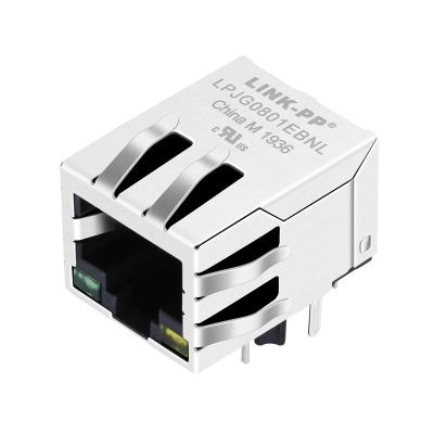 China 48F-01GY2DPL2NL Magnetic RJ45 Female Jack LPJG0801EBNL for Networking for sale